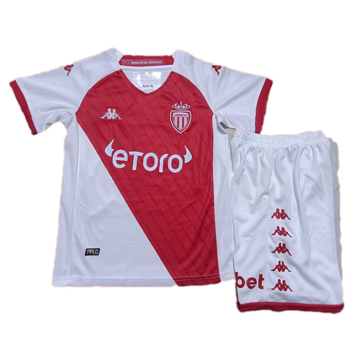 Kids 2022-2023 AS Monaco Home Soccer Kit - Team Soccer Jerseys