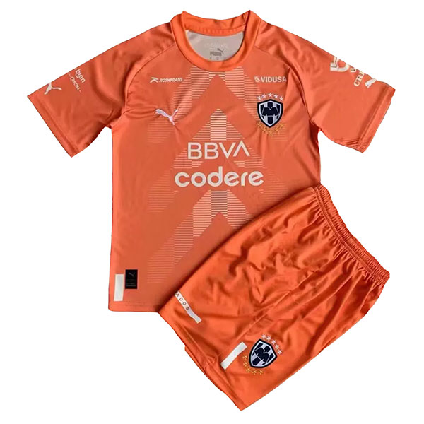 Kids 2022-2023 Monterrey Goalkeeper Orange Soccer Kit - Team Soccer Jerseys